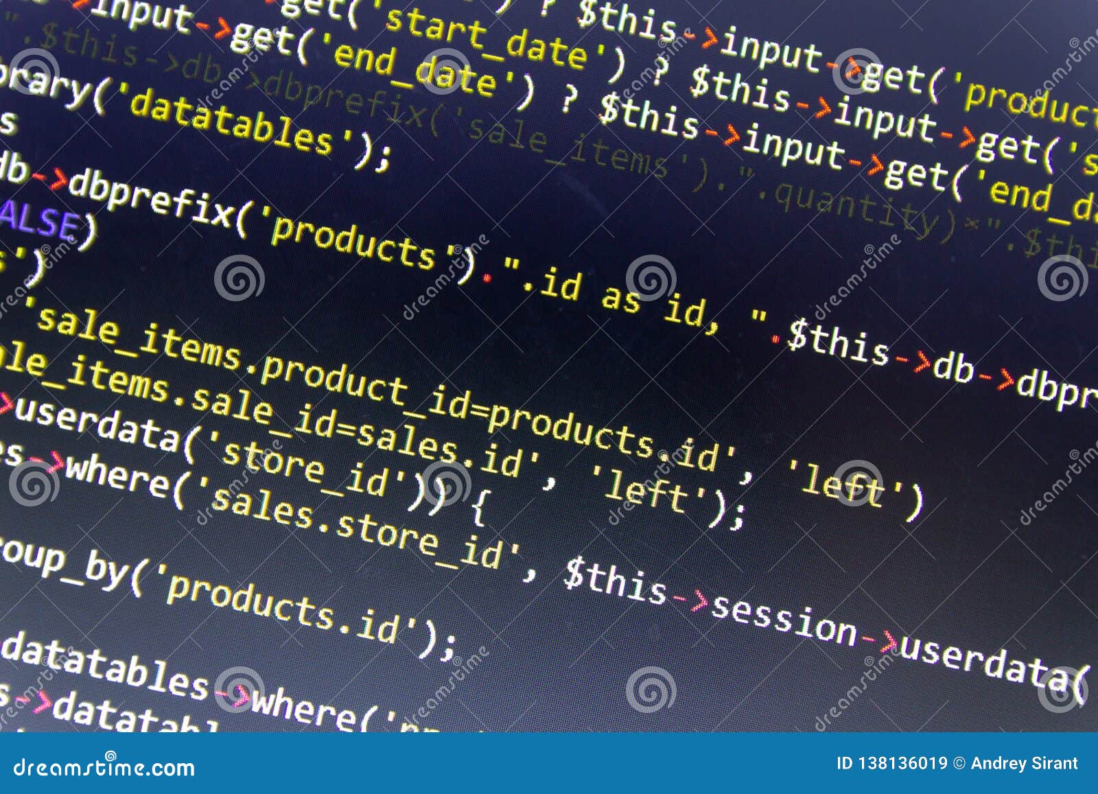 Modern Web Development Background. Abstract Pieces of PHP Code Stock ...