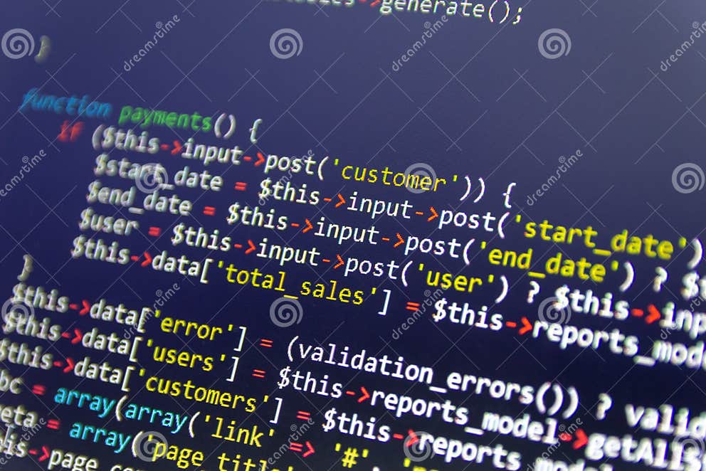 Modern Web Development Background. Abstract Pieces of PHP Code Stock Illustration - Illustration ...