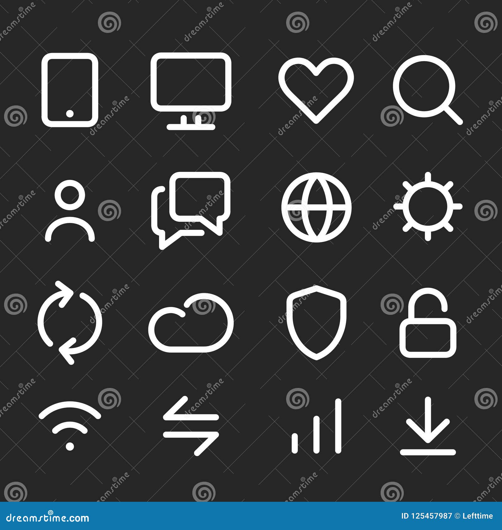 Modern Web and Digital Devices Ui Icons Set, Linear Style Pictograms ... Modern Web and Digital Devices Ui Icons Set, Linear Style Pictograms ...
