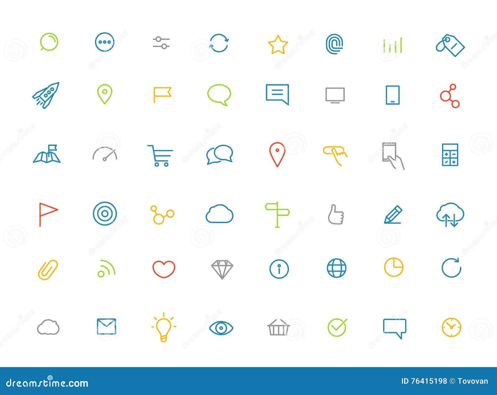 Modern Web and Mobile Application Color Pictograms Stock Vector ...