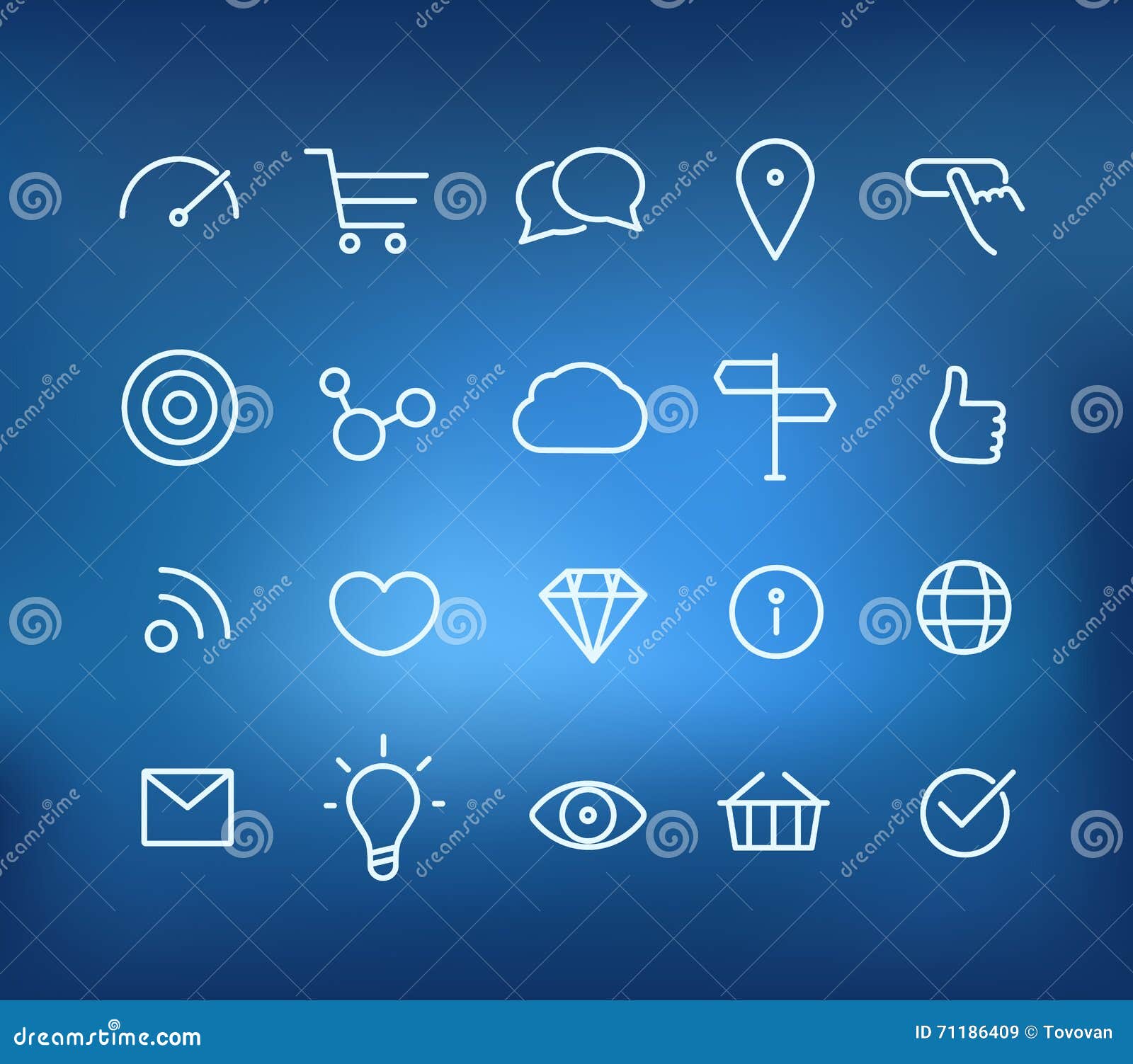 Modern Web and Mobile Application Pictograms Collection on Blur Stock ...