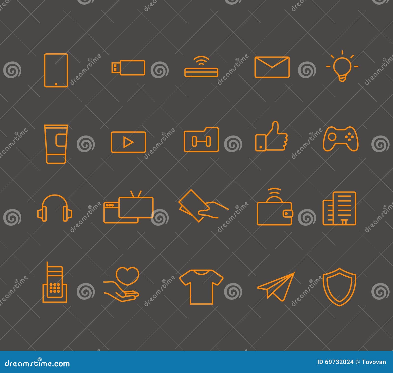 Modern Web and Mobile Application Pictograms Collection. Lineart Stock ...