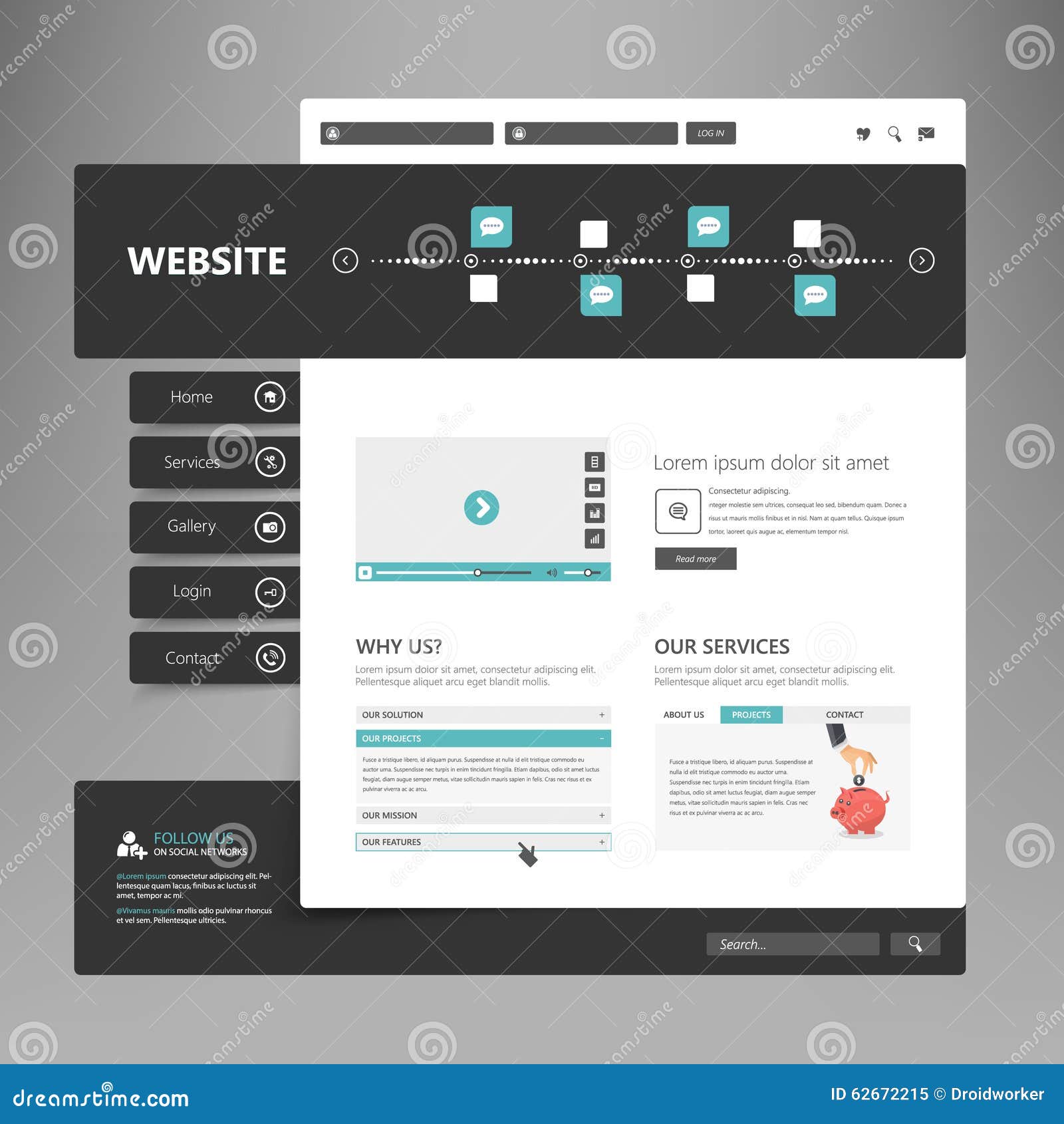 Modern Website Template Design Stock Illustration - Illustration of ...