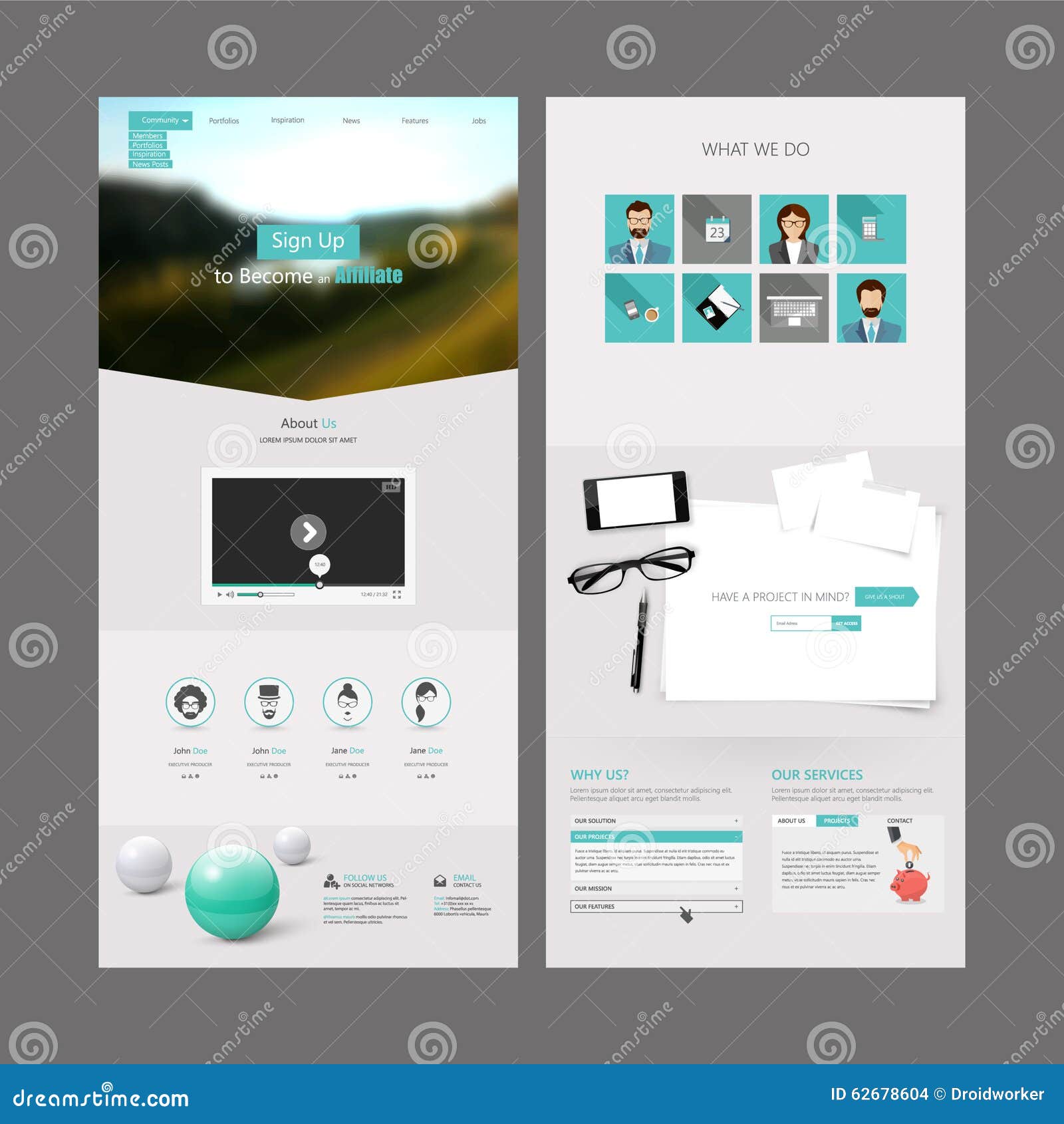 Modern Website Template Design Stock Illustration - Illustration of ...