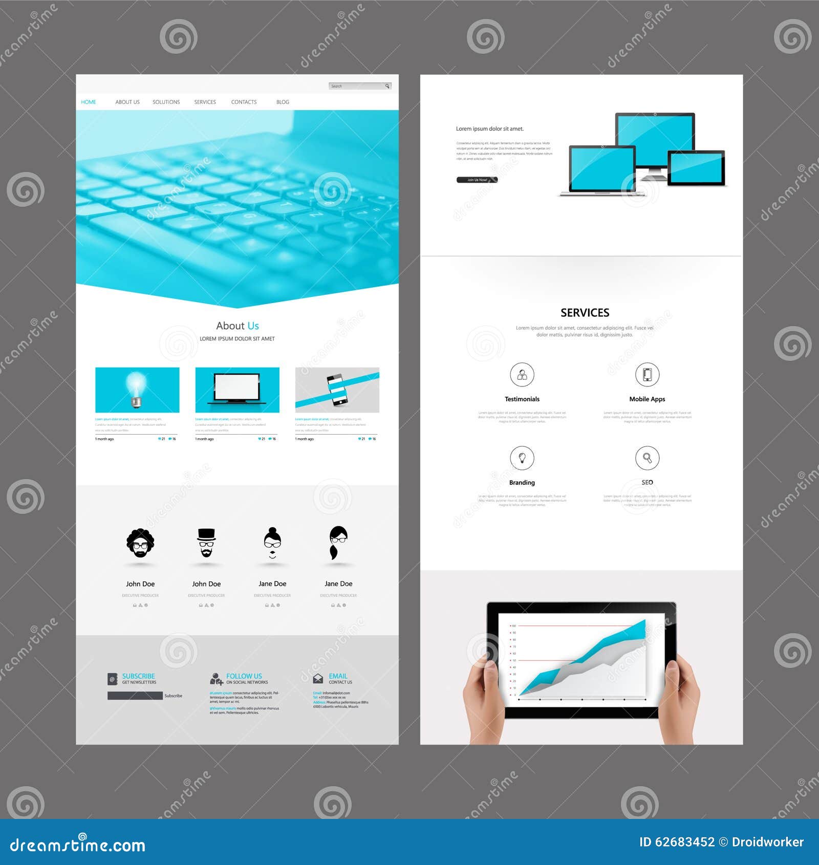 Modern Website Template Design Stock Illustration - Illustration of ...