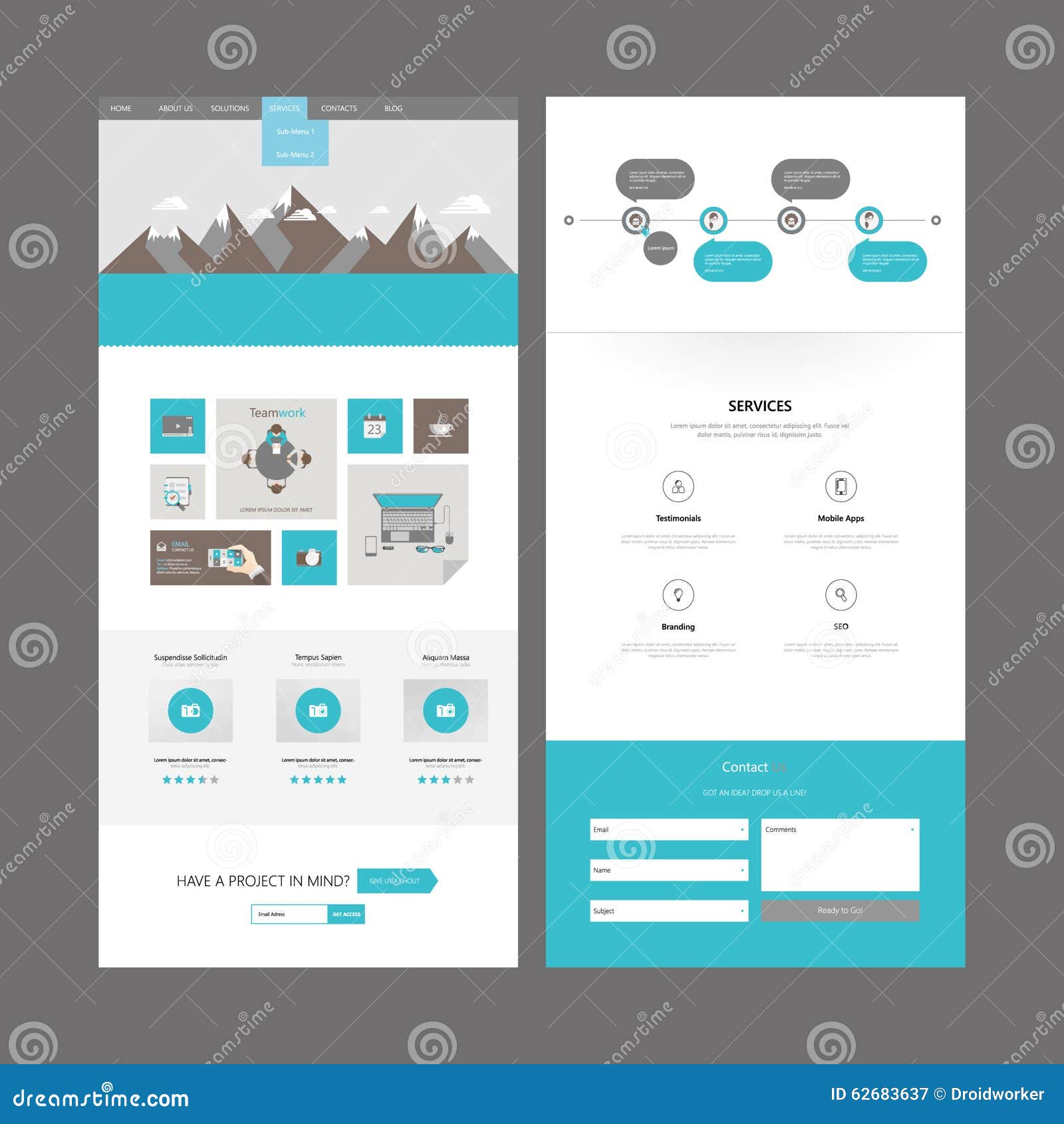 Modern Website Template Design Stock Illustration - Illustration of ...