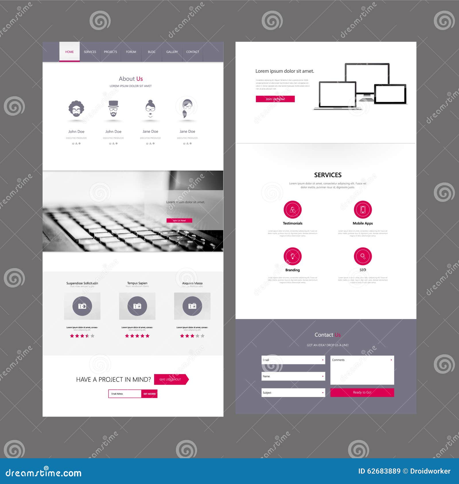 Modern Website Template Design Stock Illustration - Illustration of ...