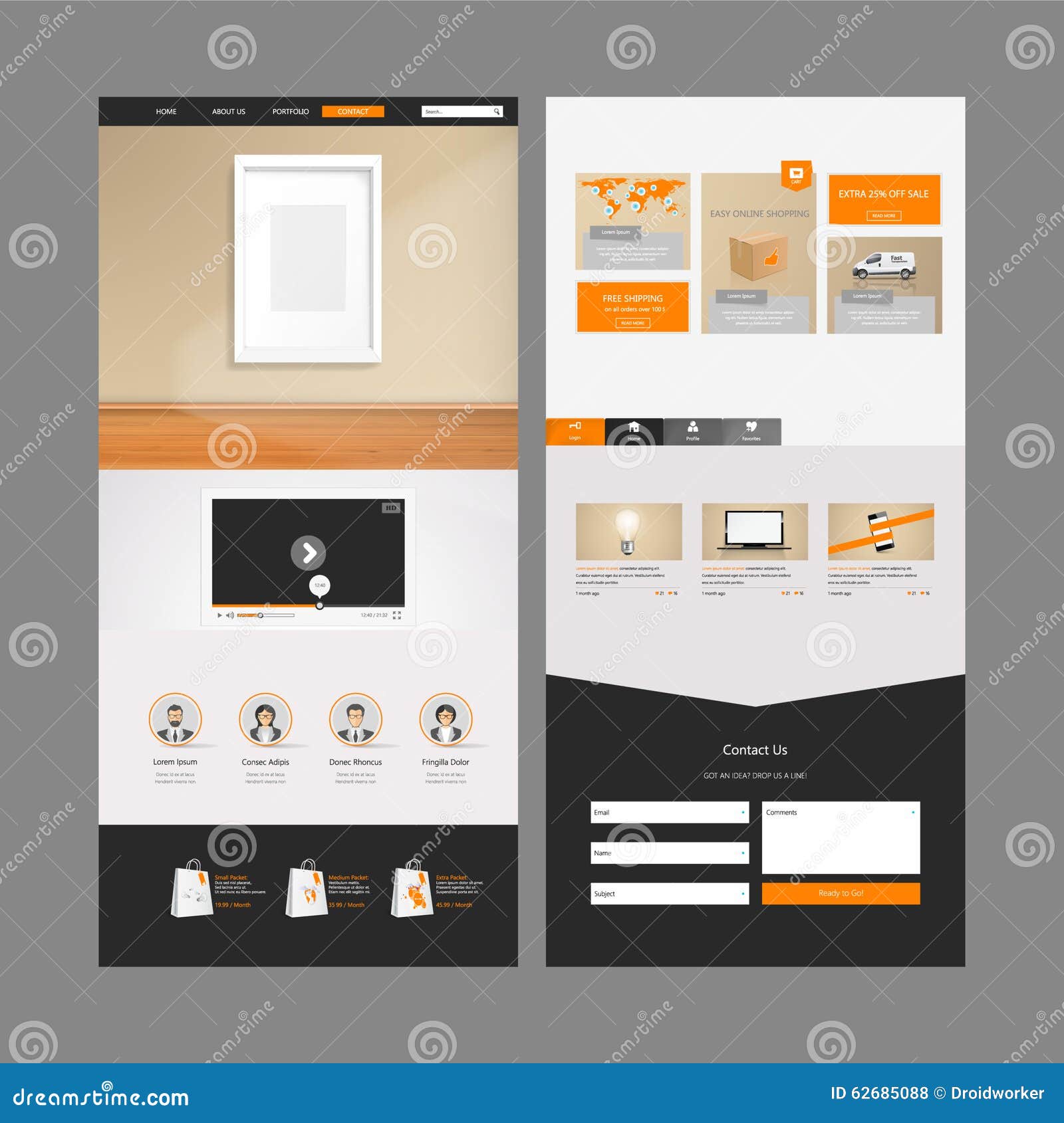 Modern Website Template Design Stock Illustration - Illustration of ...