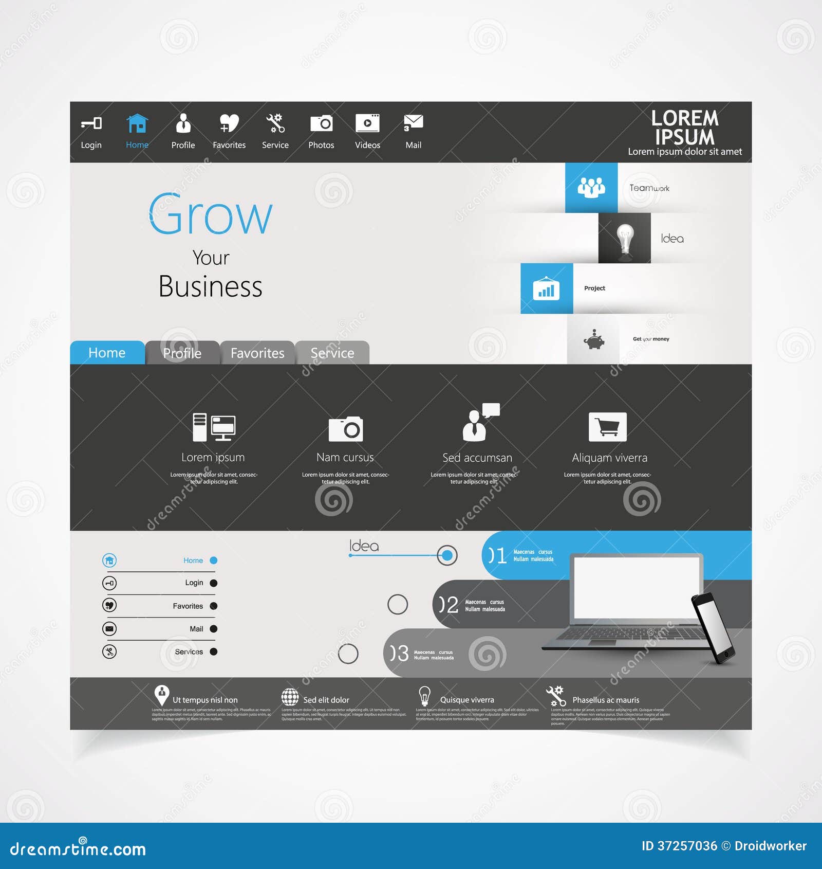 Modern Website Template stock vector. Illustration of gradient - 37257036