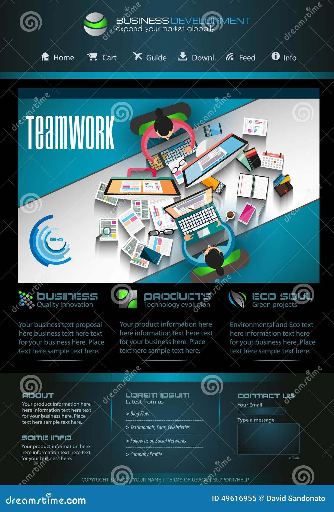 Modern Website Template with Flat Style Infographics Layout Stock ...