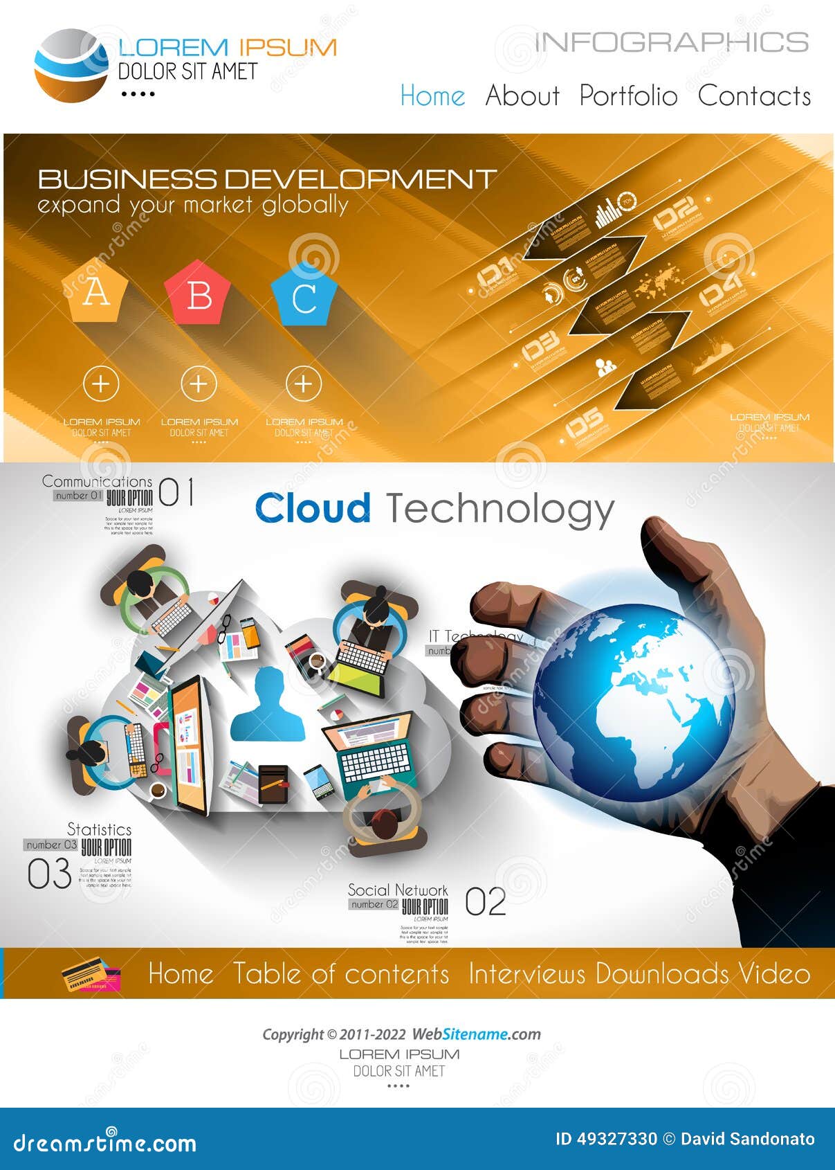 Modern Website Template with Flat Style Infographics LayoutModern ...