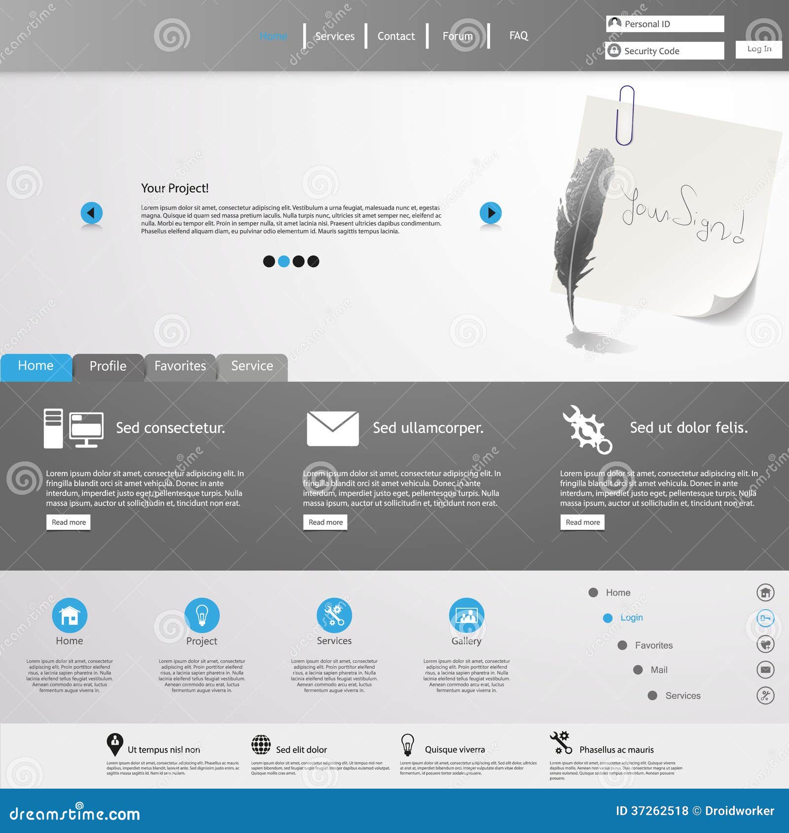 Modern Website Template stock vector. Illustration of blog - 37262518