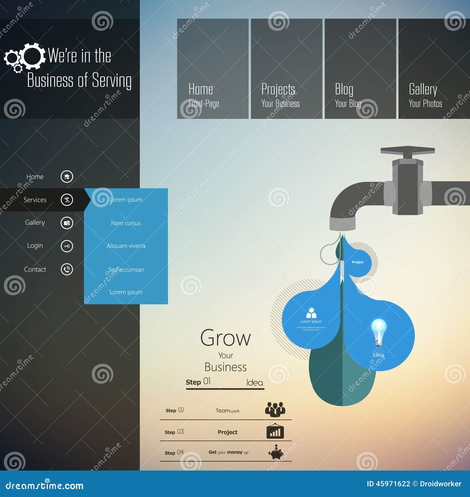 Modern Website Template stock vector. Illustration of setp - 45971622