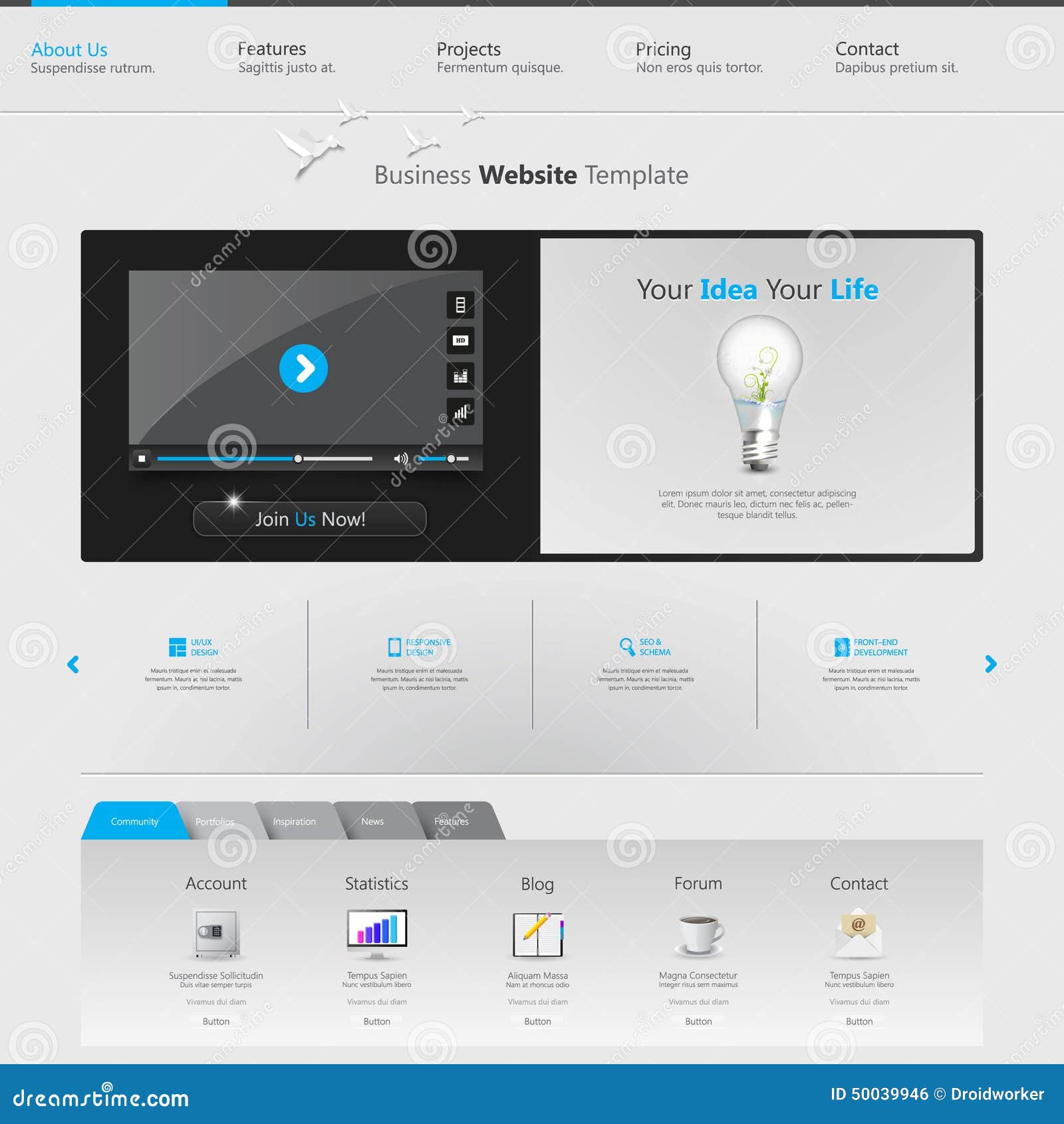 Modern Website Template stock vector. Illustration of page - 50039946