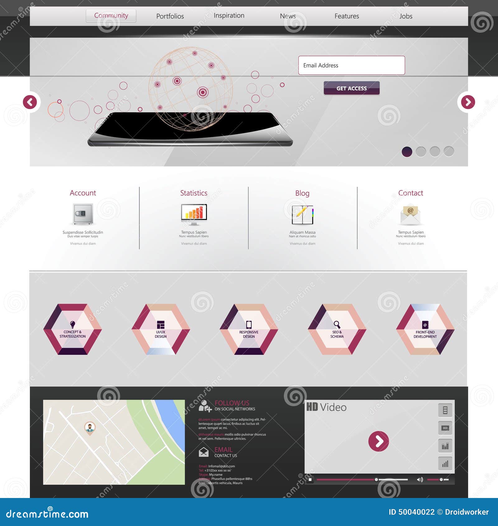 Modern Website Template stock vector. Illustration of globe - 50040022