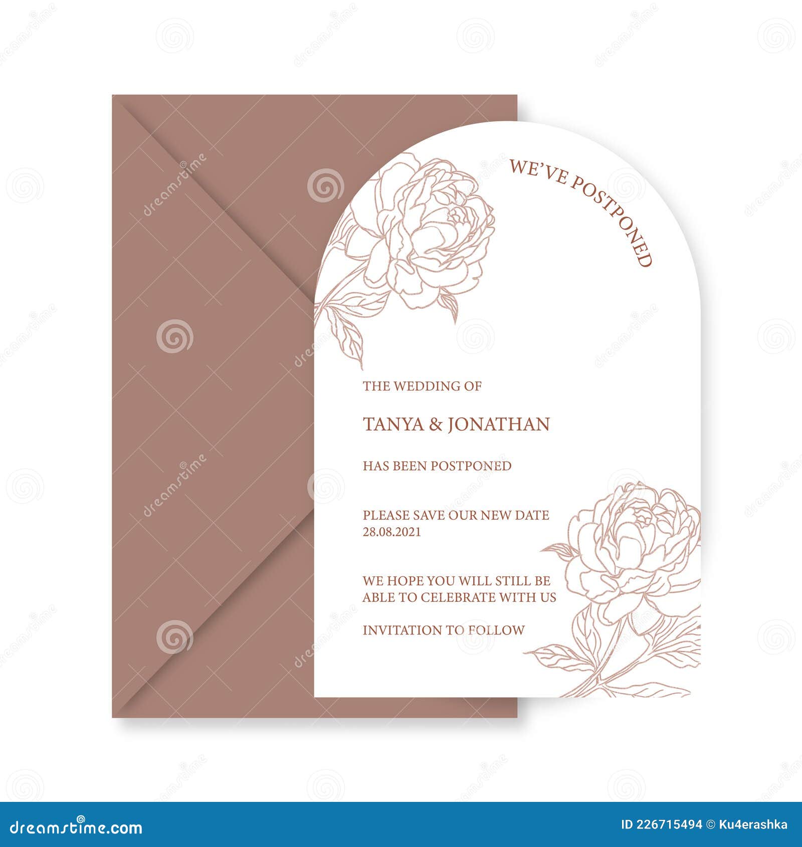Modern Wedding Invitation Template, Arch Shape with Rose Flower Stock ...