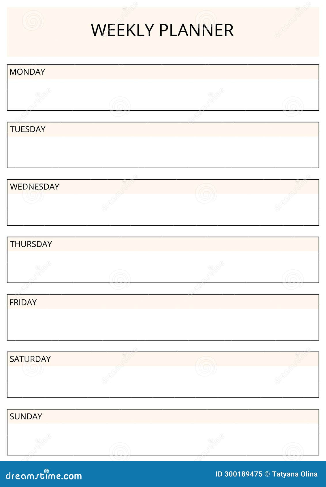 Weekly Planner Notebook Page. Modern Business Organizer with Notes and ...