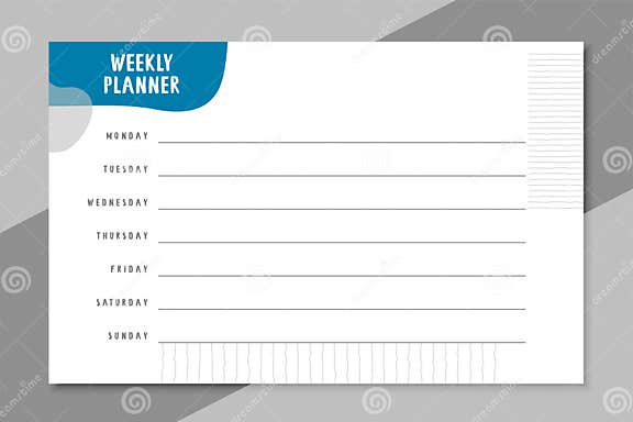 Modern Weekly Reminder Planner Template for One Week Stock Vector ...