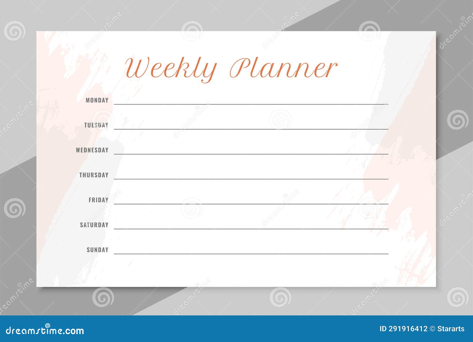 Modern Weekly Reminder Timetable Template Design Stock Vector ...