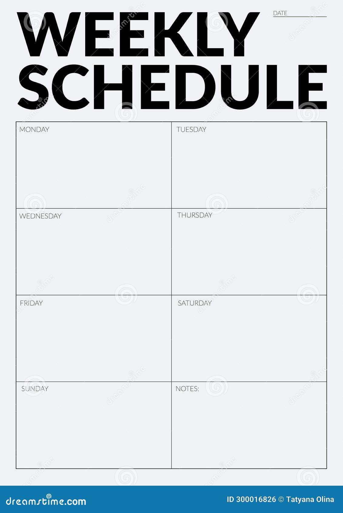 Weekly Schedule Planner Notebook Page. Modern Business Organizer with ...