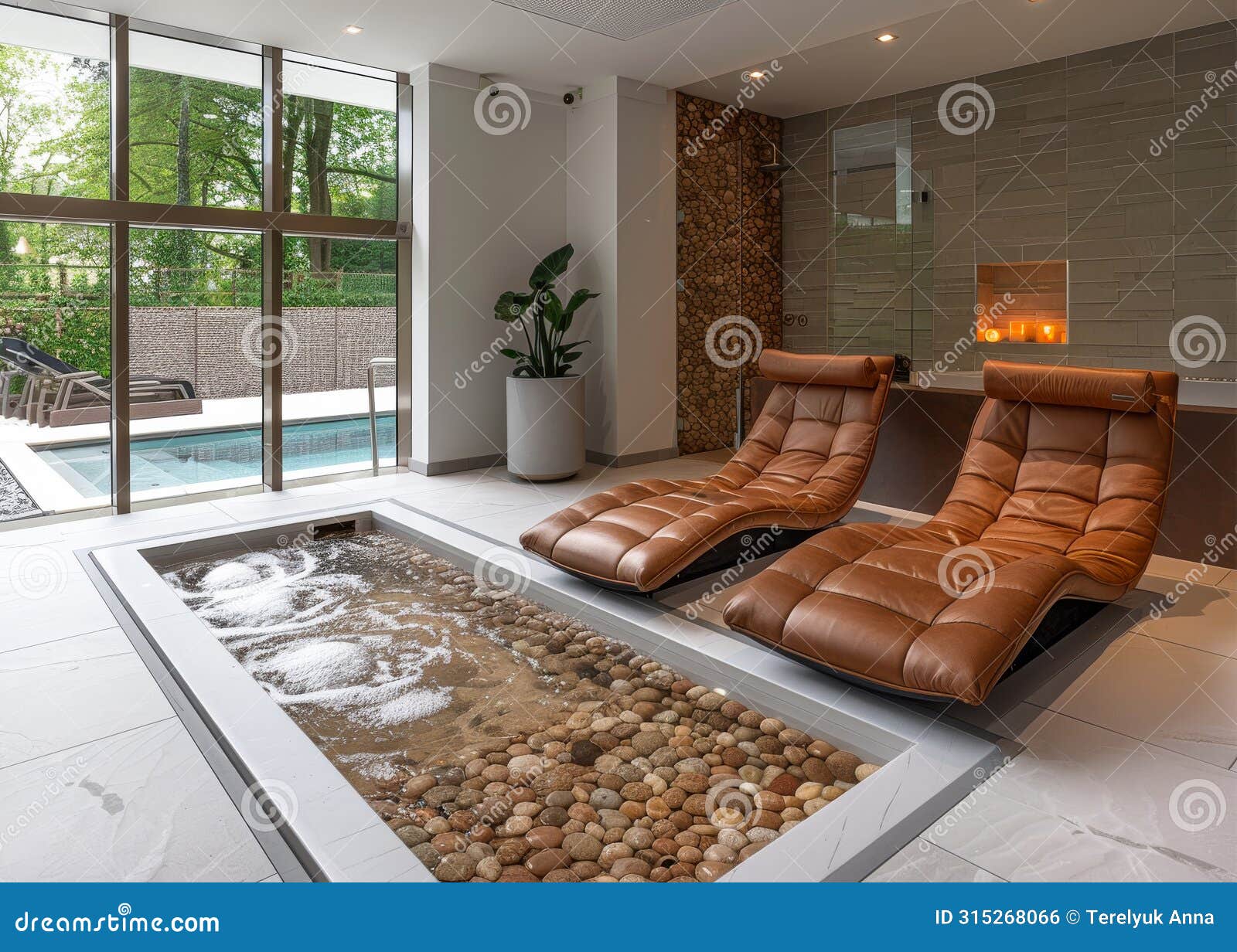 Modern Wellness Center with Jacuzzi Sauna and Pool Stock Photo - Image ...