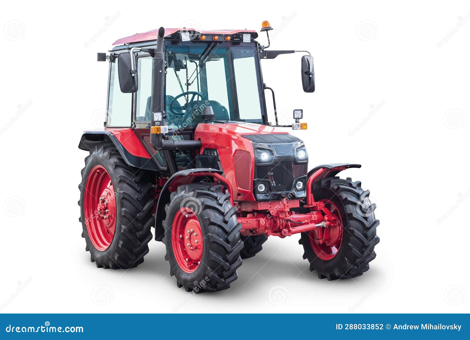Modern Wheeled Tractor Isolated Stock Photo - Image of agricultural ...