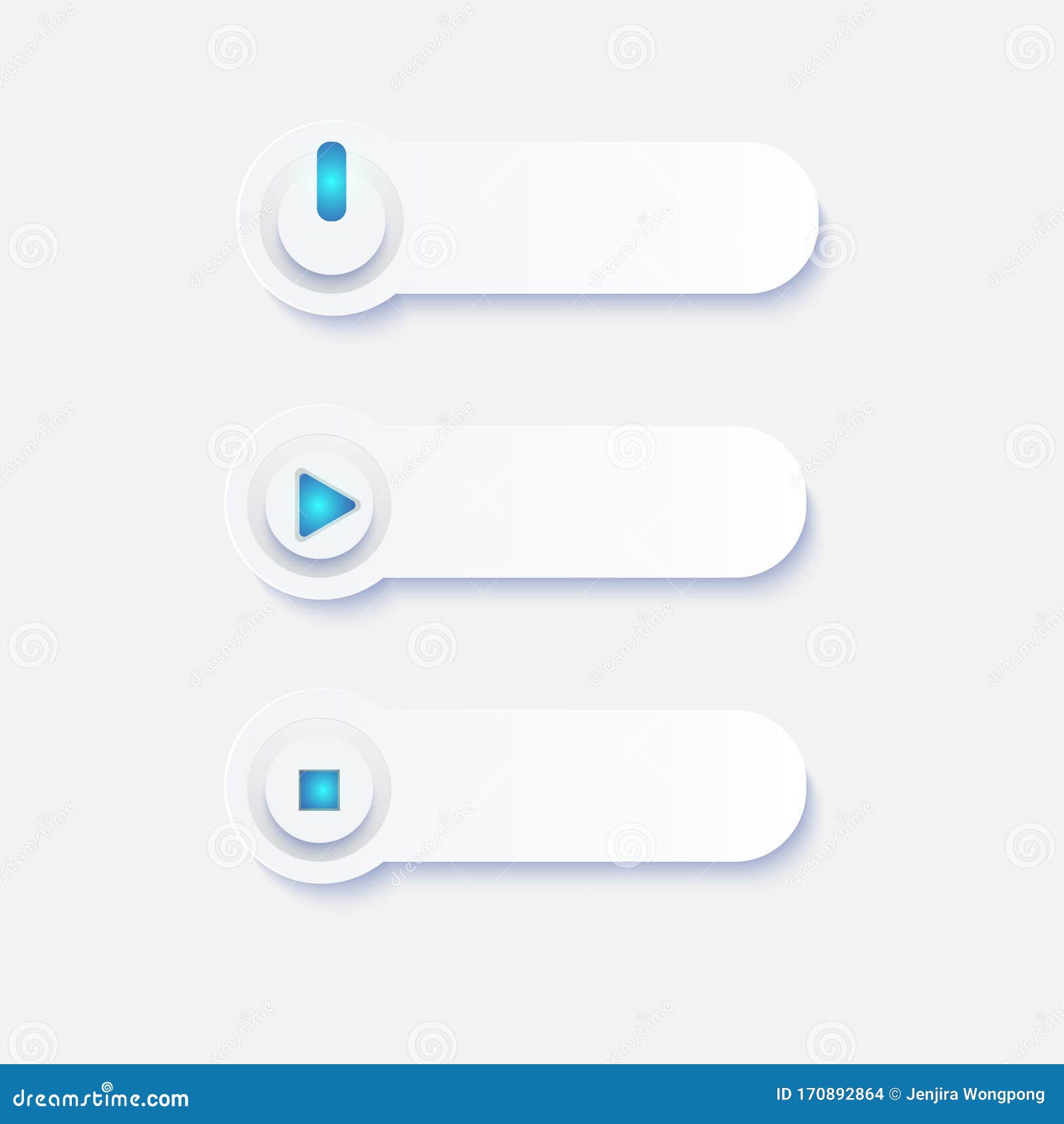 Modern White Banner with Button and Neon Light Stock Illustration ...