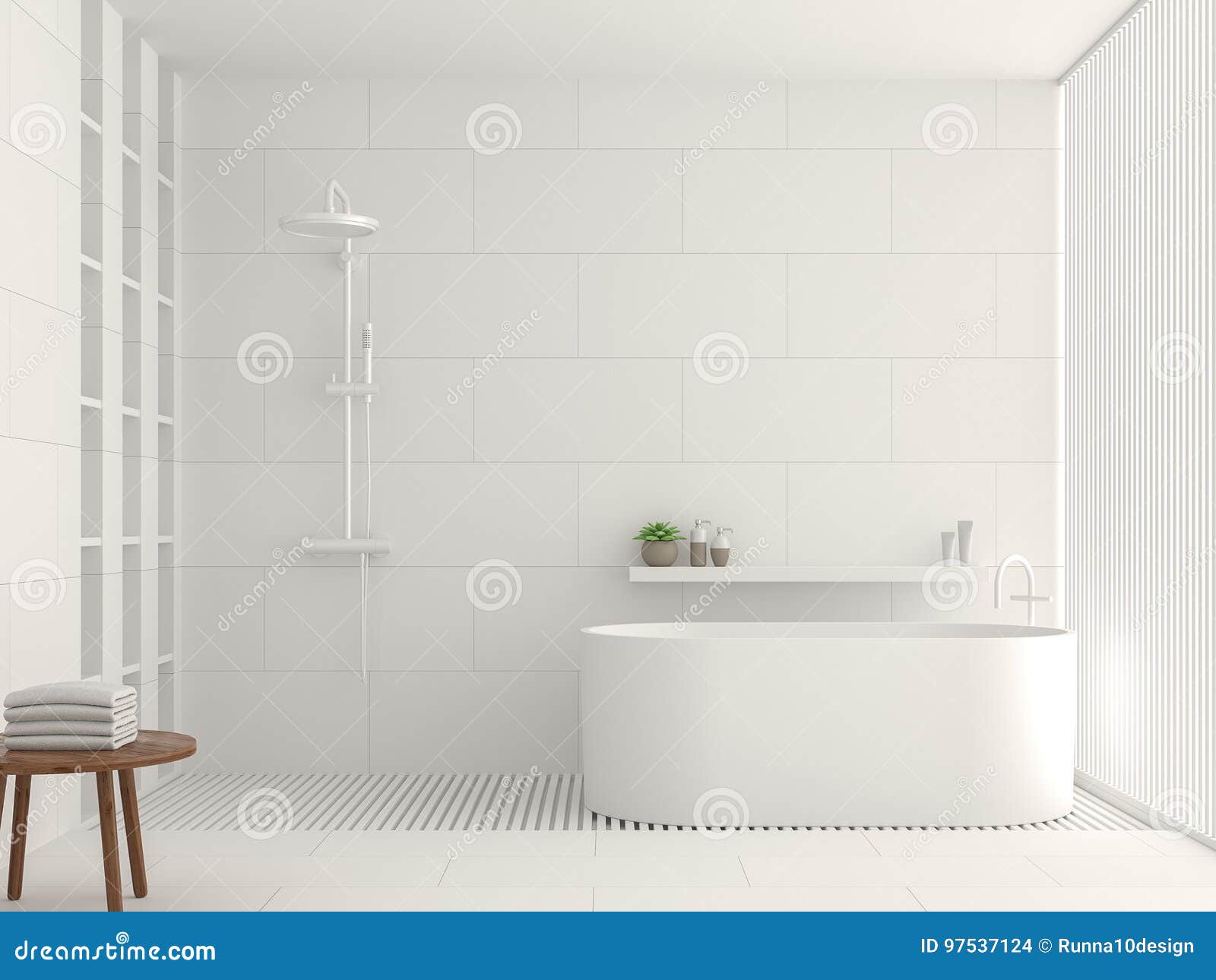 Modern White Bathroom Interior 3d Rendering Image Stock Illustration ...