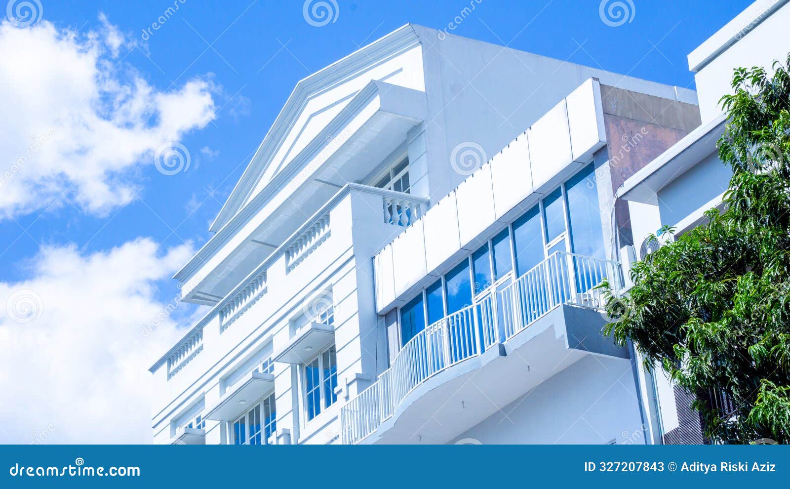 Modern White Building with Blue Sky Background Stock Image - Image of ...