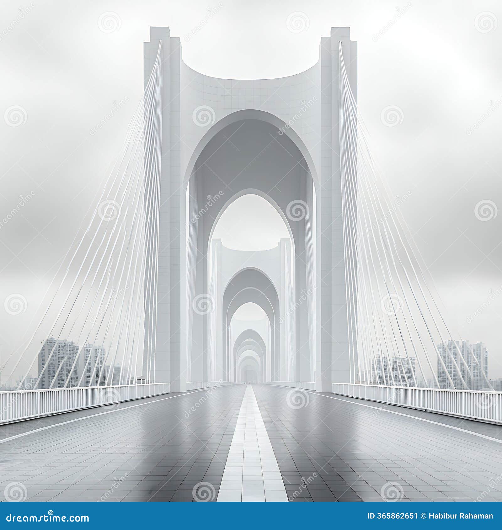 Modern White Cable Stayed Bridge Architecture Design Cityscape View ...