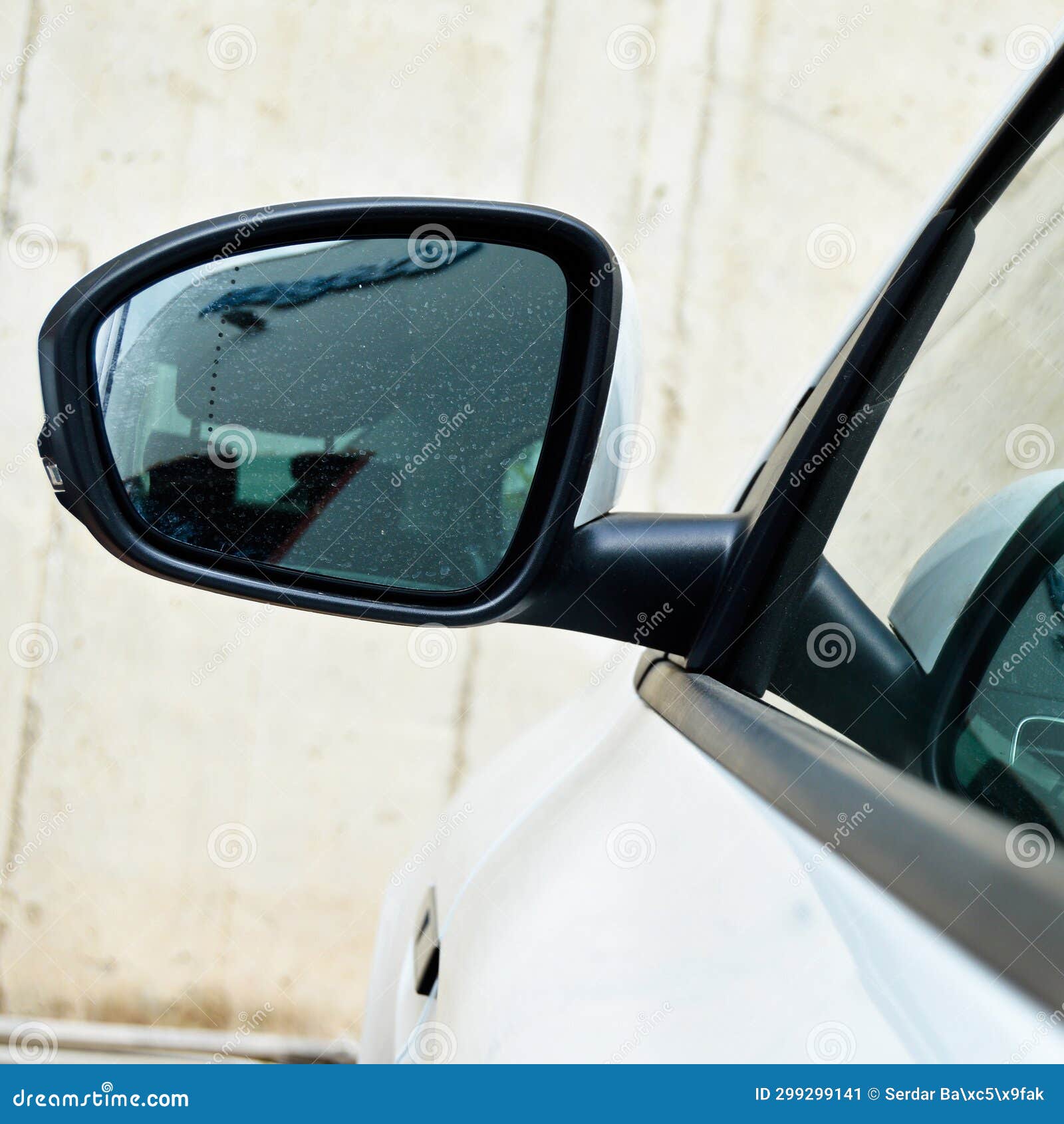 Modern White Car Side View Mirror and Doors Stock Image - Image of ...