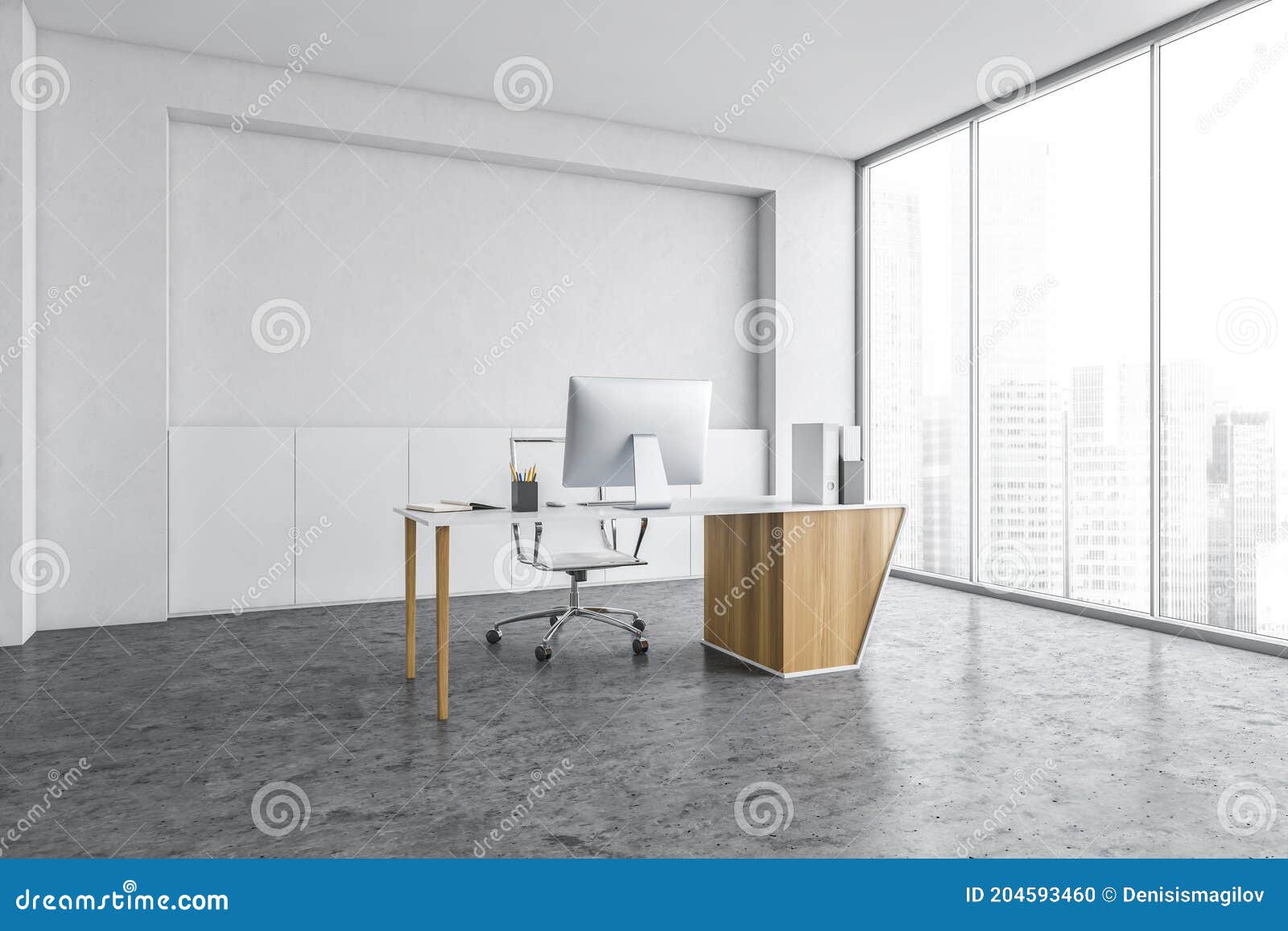 Modern White CEO Office Corner Stock Illustration - Illustration of ...