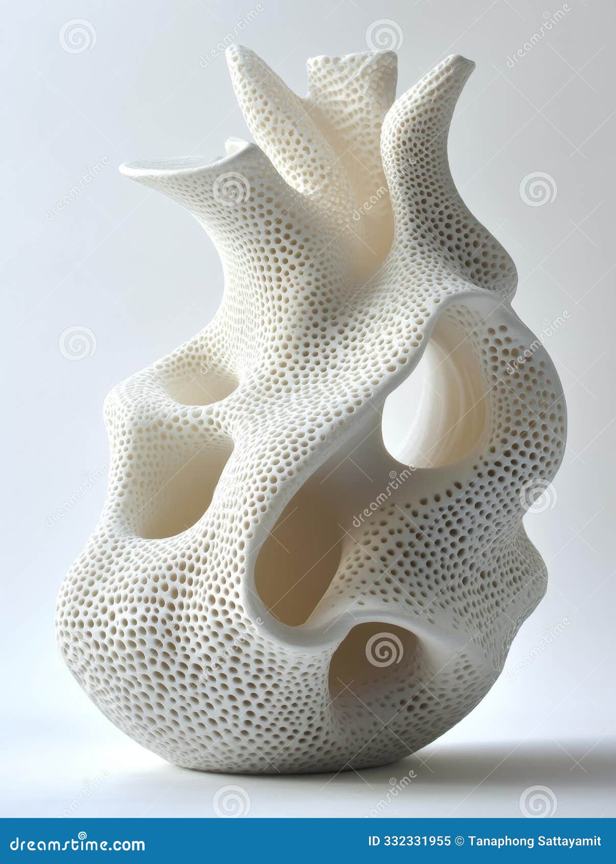 A Modern White Ceramic Sculpture with Intricate Texture Mapping ...