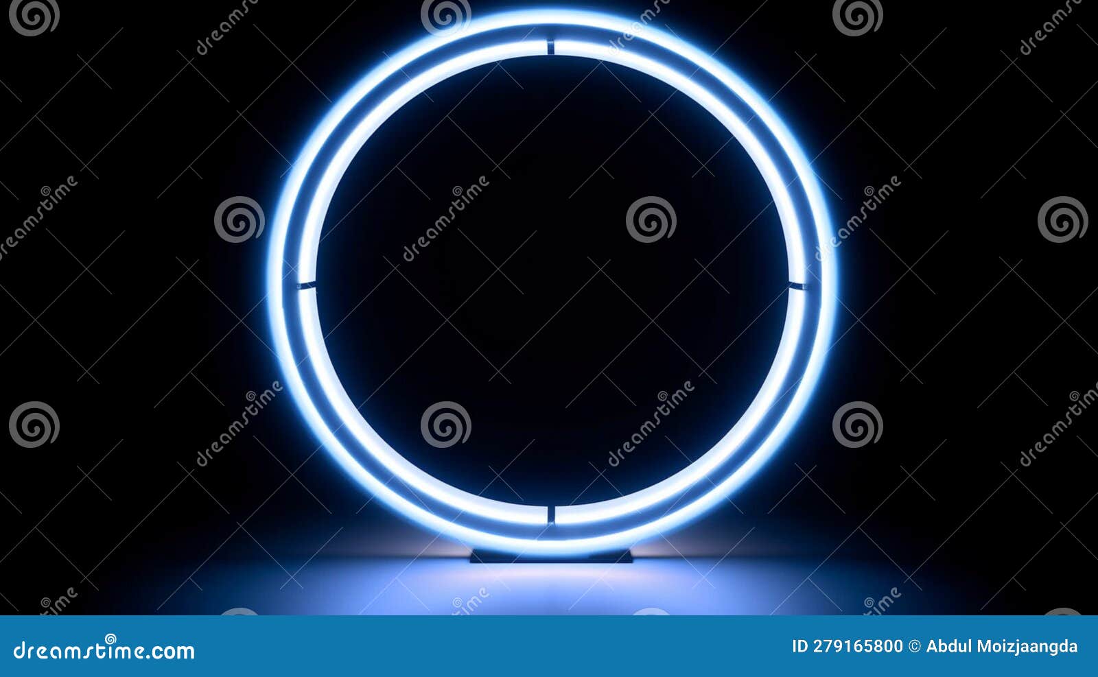 Modern White Circle Neon Light with Negative Space Stock Illustration ...