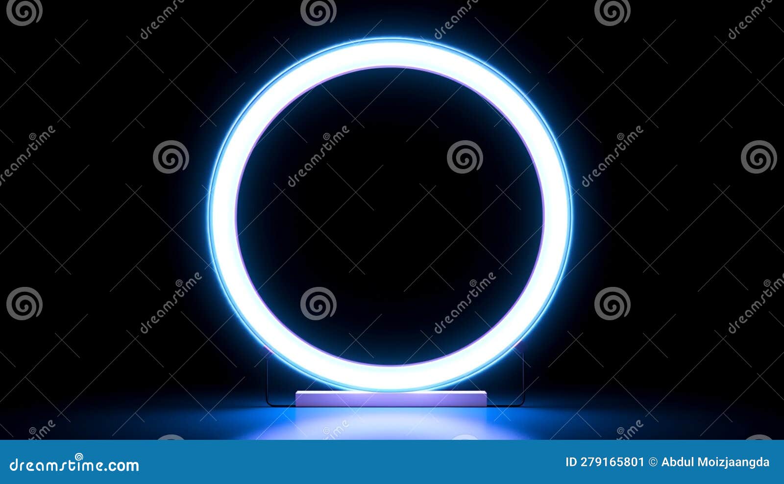 Modern White Circle Neon Light with Negative Space Stock Illustration ...