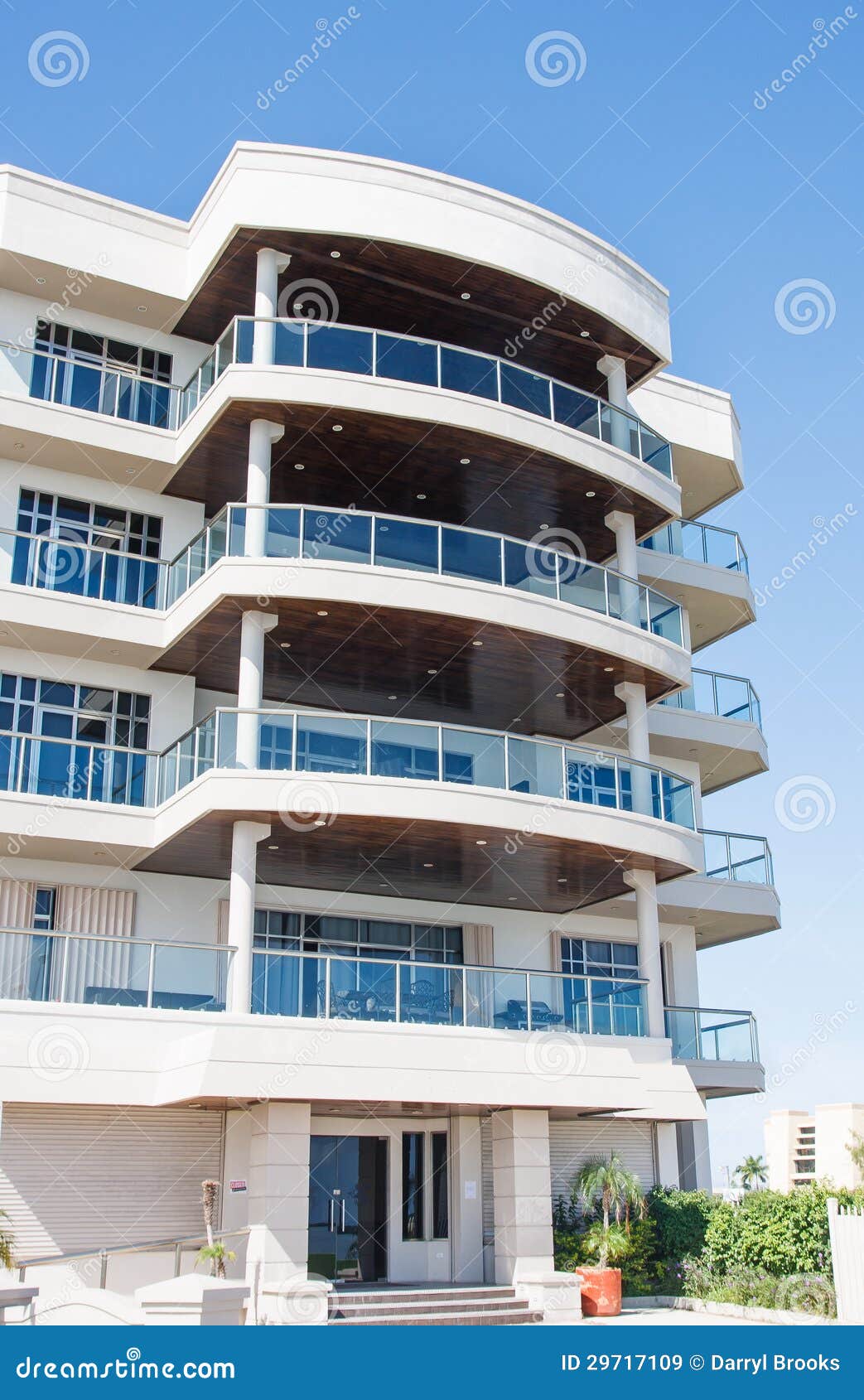 Tropical Condo Building with Balconies Stock Image - Image of building ...