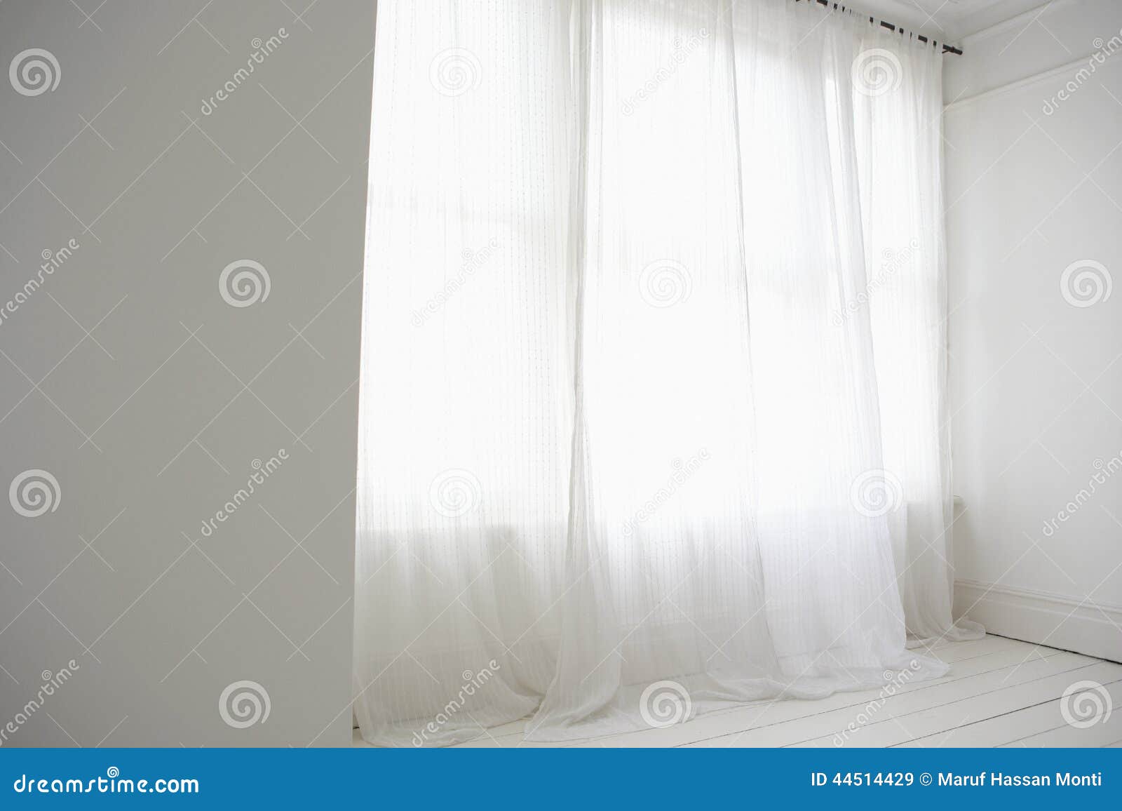Modern White Curtain in a Empty Room Stock Image - Image of basin ...