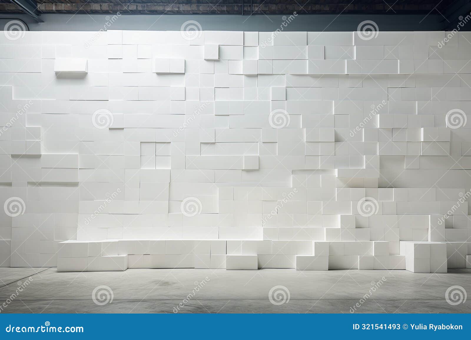 Modern White 3d Wall Texture in Spacious Interior Stock Illustration ...