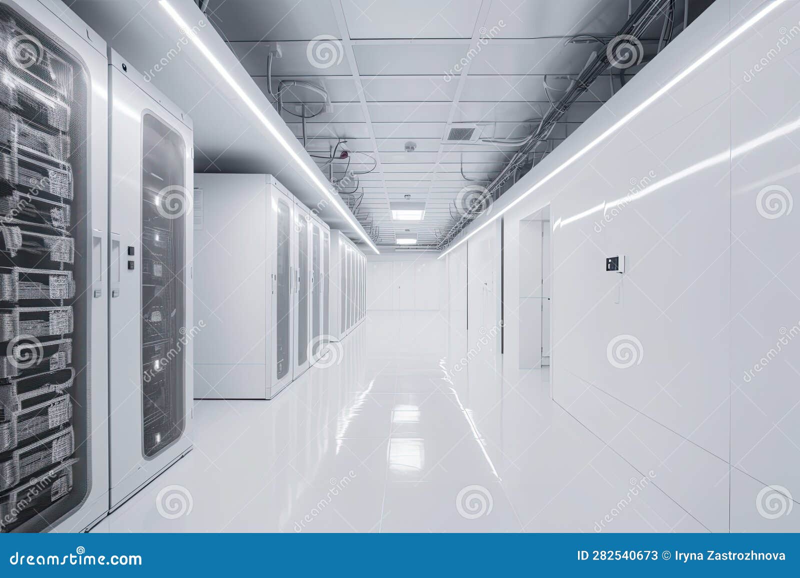 Modern White Data Center with Servers Stock Illustration - Illustration ...