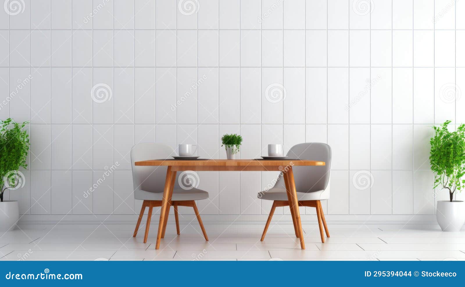Modern White Dining Table in Stylish Grid Design - 3d Render Stock ...