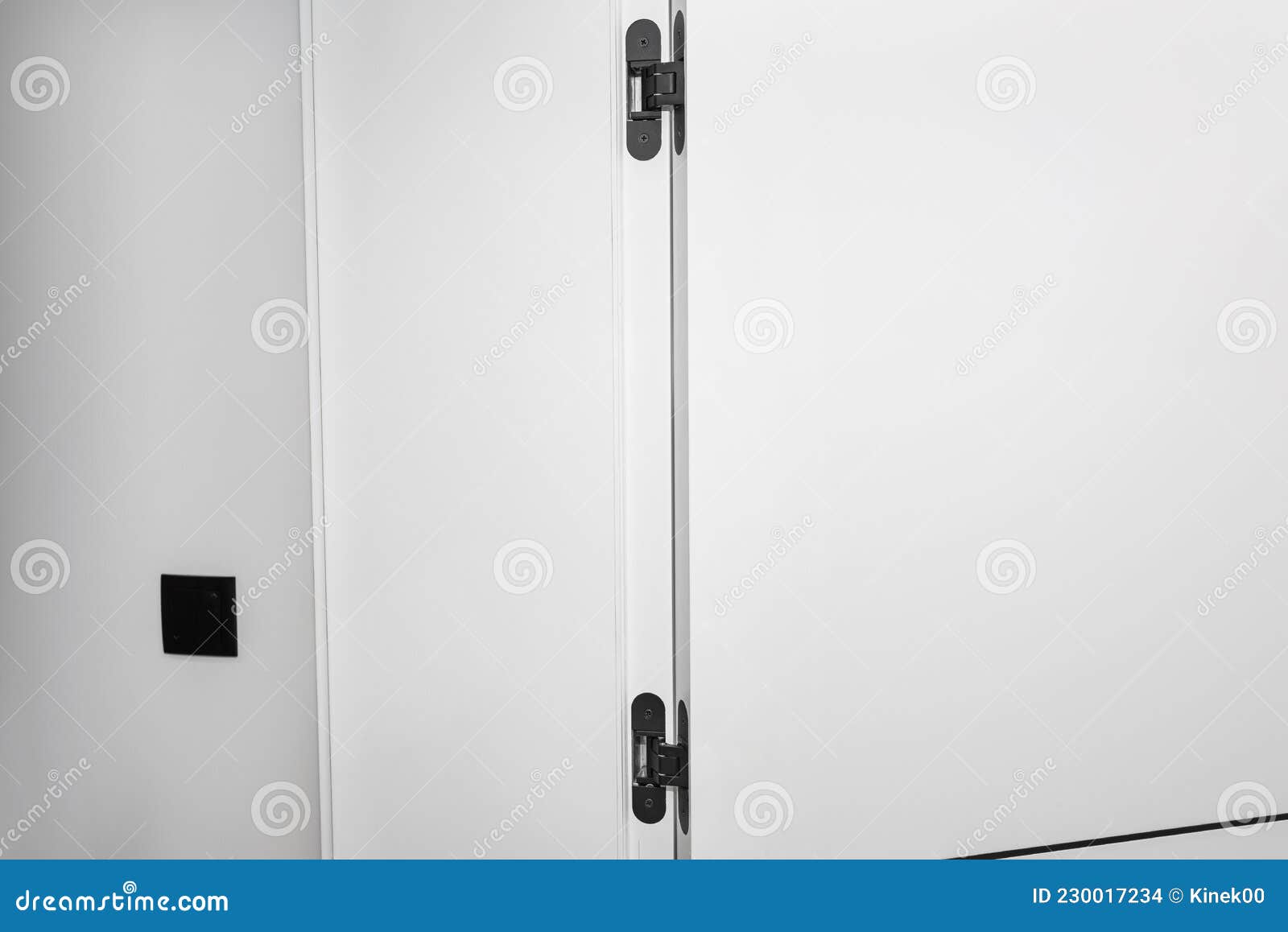 Modern White Door with Solid Black Hinges, Visible Fixing Screws. Stock ...