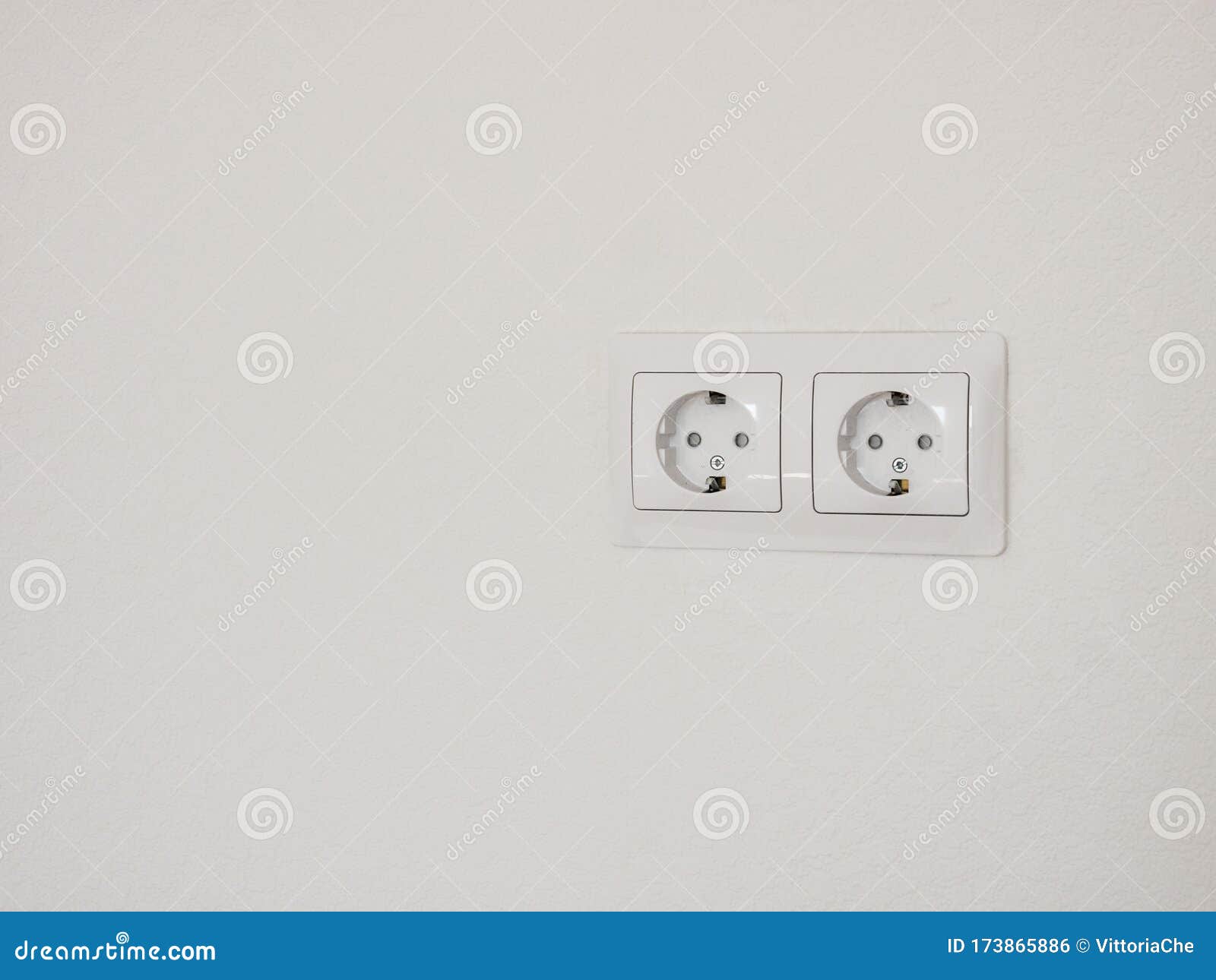 Modern White Double Socket on the Wall. Household Electrical Equipment ...