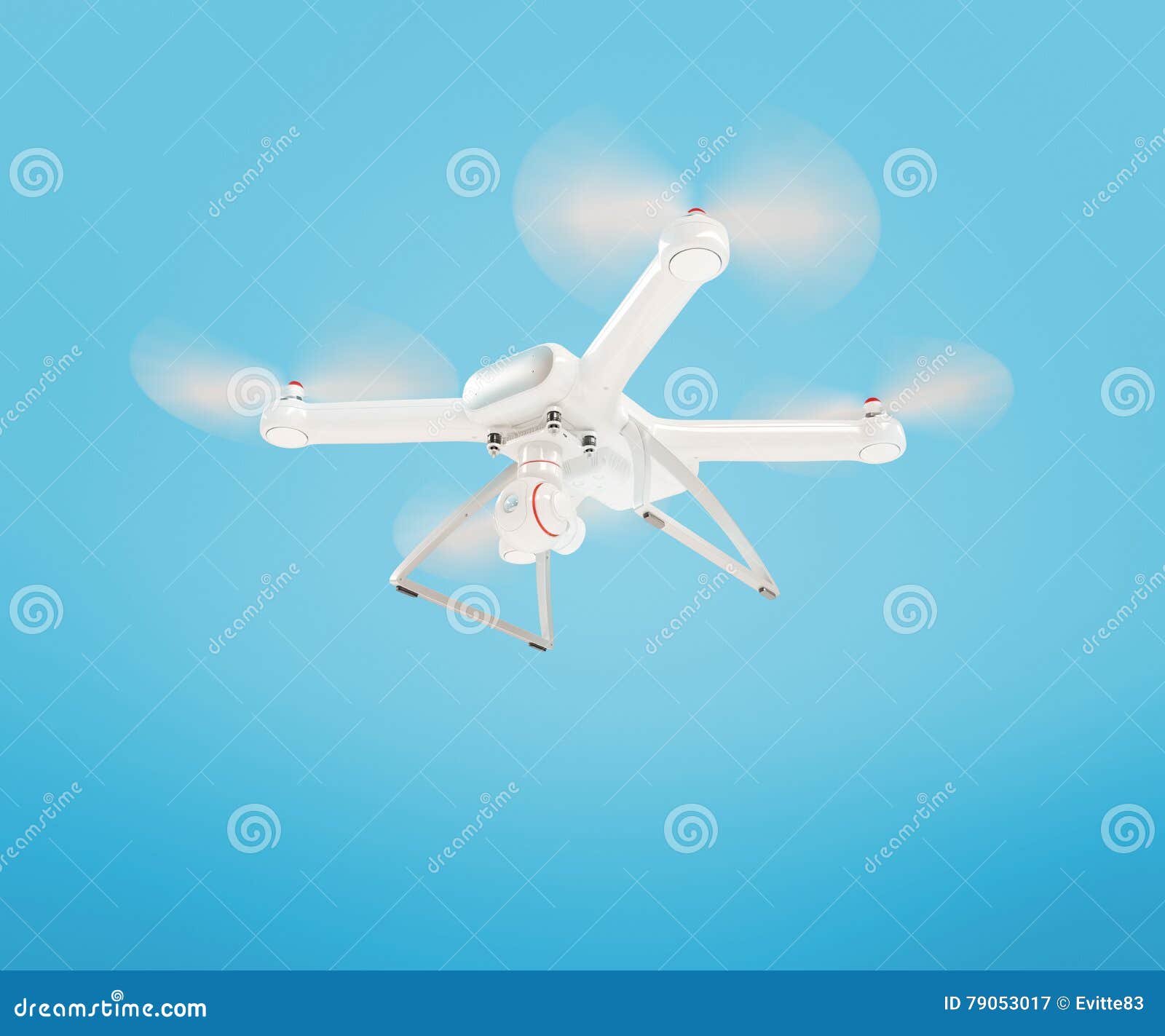 Modern White Drone on Blue Background. 3D Stock Image - Image of design ...