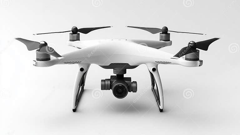 Modern White Drone with Camera Generative AI Stock Illustration ...