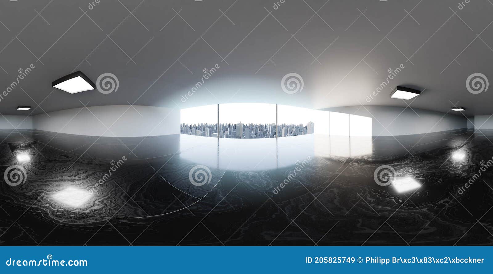 Modern White Empty Business Office Loft Apartment Interior Full 360 ...