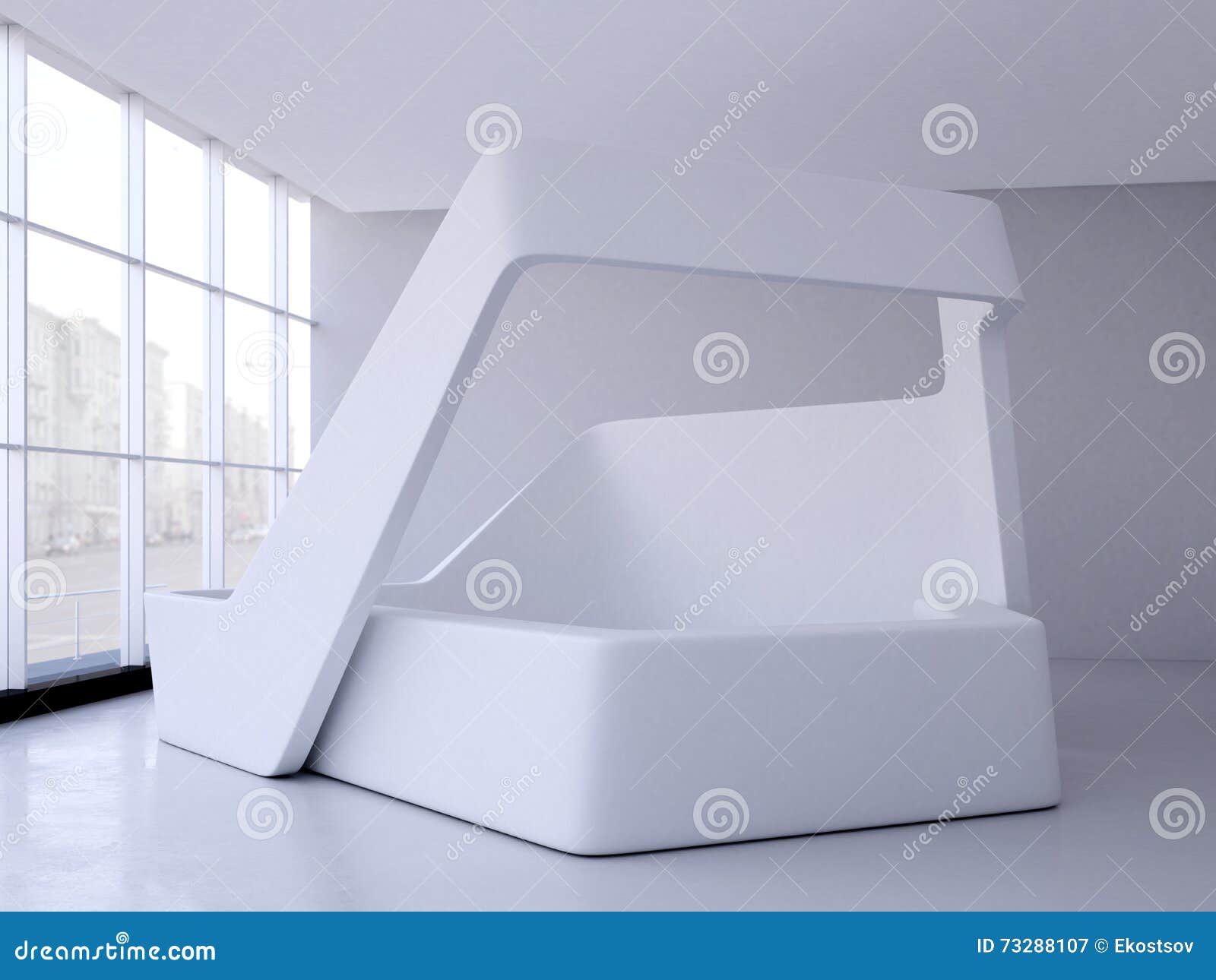Modern White Exhibition Booth. 3d Rendering Stock Illustration ...
