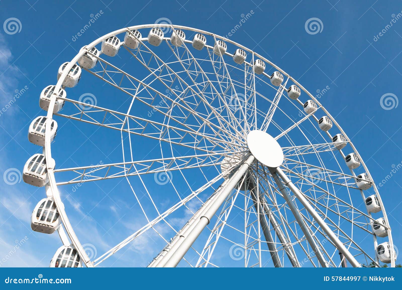 Modern White Ferris Wheel Against Blue Background Stock Image - Image ...