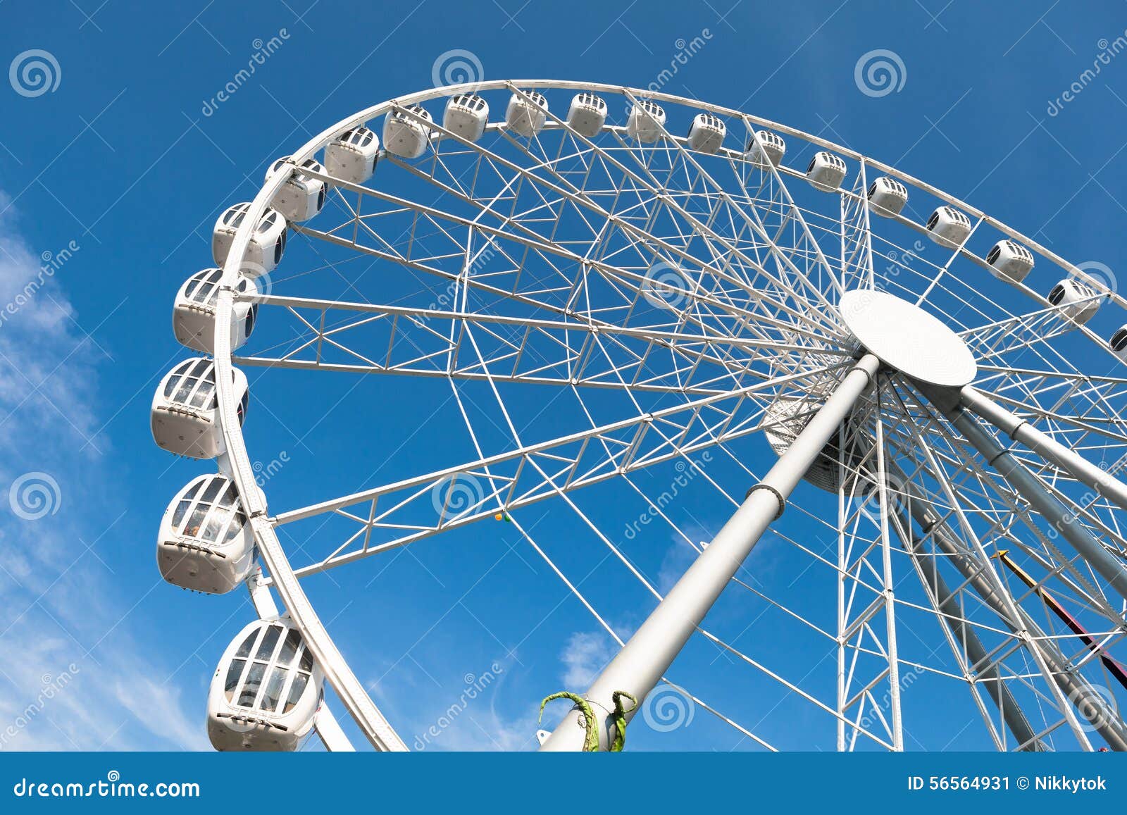 Modern White Ferris Wheel Against Blue Sky Stock Image - Image of ...