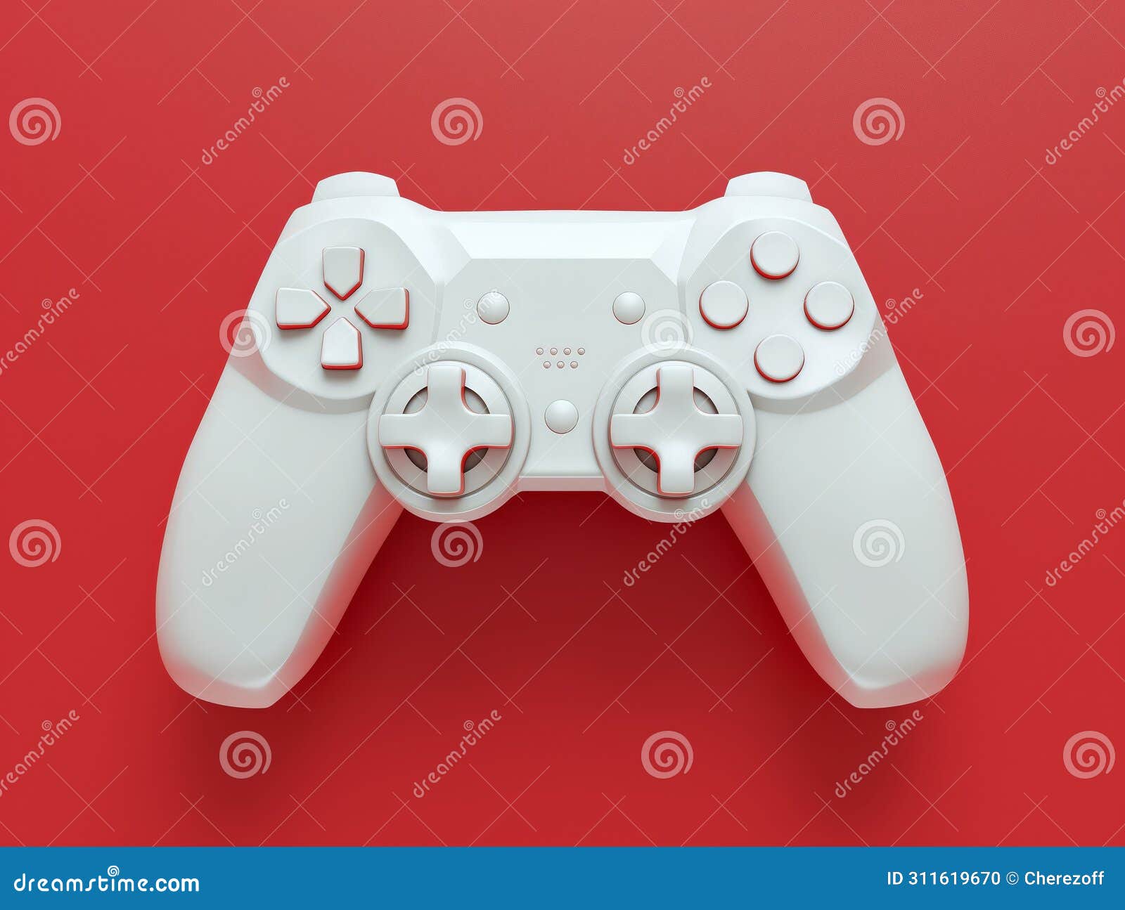 Modern White Game Controller on Red Background Stock Photo - Image of ...