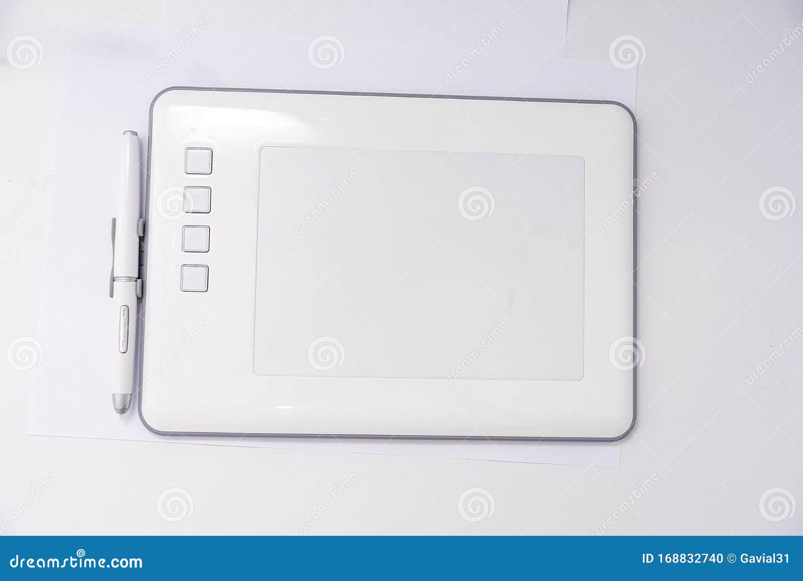 Modern White Graphic Tablet for Drawing with a Pen on a White ...